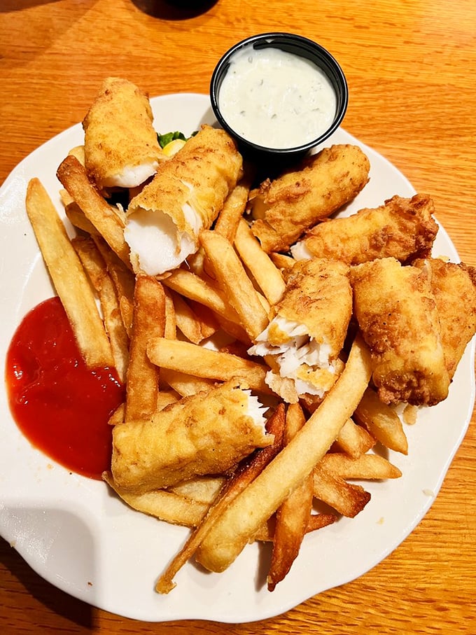 These fish and chips are the Brad and Angelina of the seafood world - a golden, crispy power couple that steals the show every time.