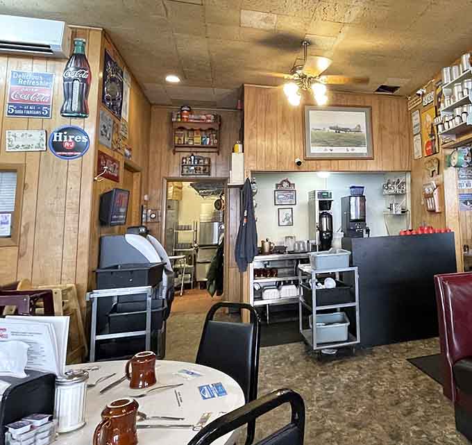 The dining room's cozy booths and nostalgic decor make every meal feel like visiting your favorite aunt's house, if she served amazing food.