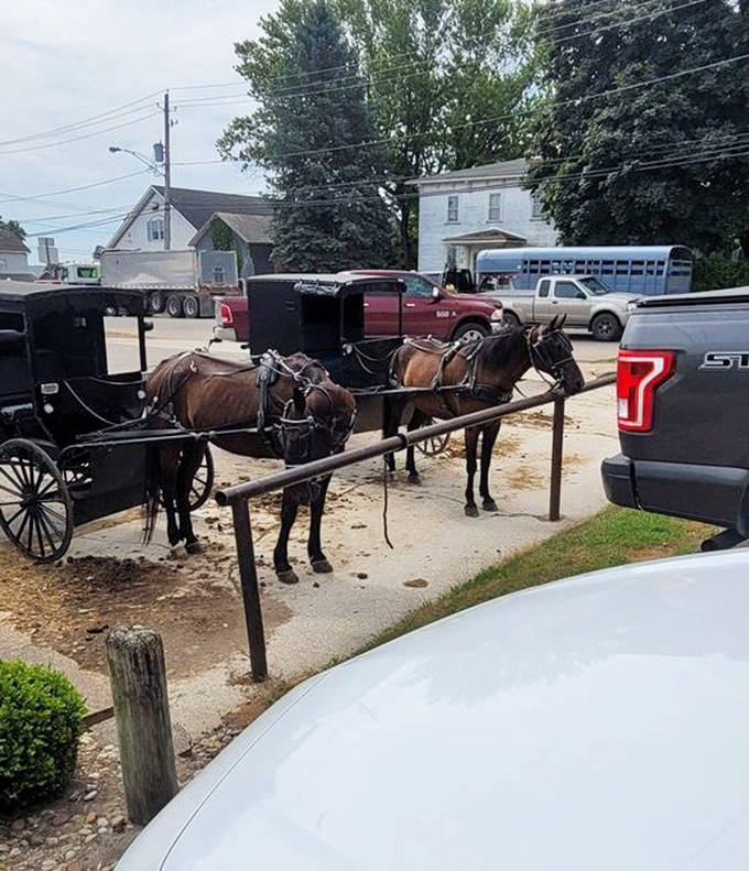 Outside, horse-drawn buggies remind visitors they've entered a place where traditions matter and some things &ndash; like taking time for a proper meal &ndash; shouldn't be rushed.
