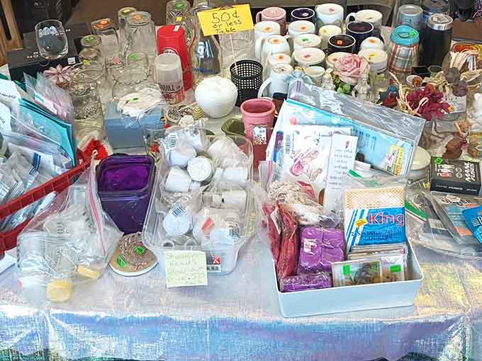 Tables loaded with assorted treasures create the kind of visual abundance that makes your credit card nervous and your heart happy.