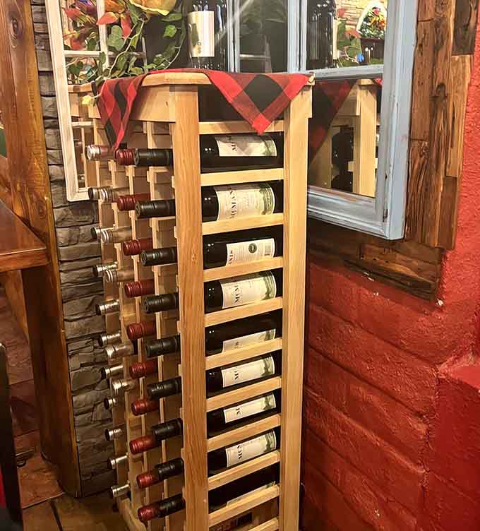 Wine racks display bottles like treasures, ready to complement whatever culinary adventure you choose tonight.