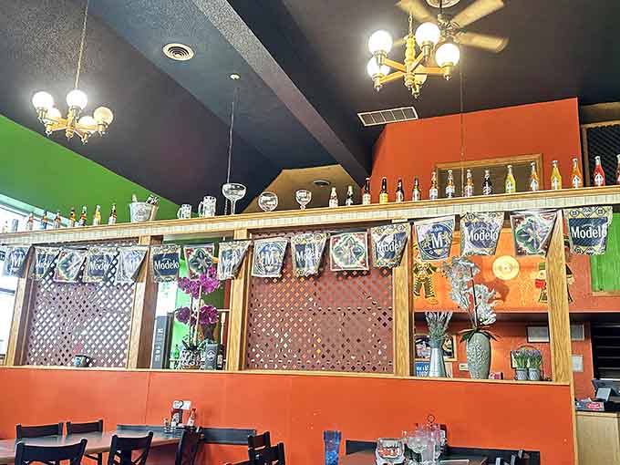 Sombreros and colorful decor create an atmosphere that's unapologetically festive, like a party that never ends and always includes excellent food.