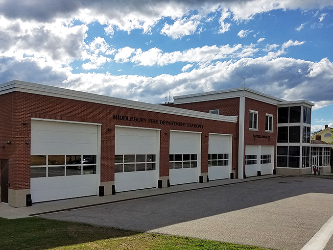 Middlebury fire department: Even emergency services get the charming brick treatment in Middlebury, where function and form dance together like old friends.