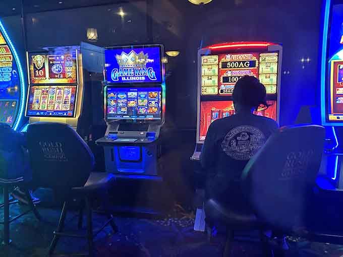Gaming machines add unexpected entertainment, though the real jackpot is that deep-dish pizza waiting at your table.