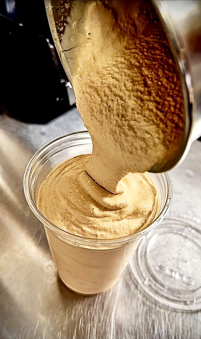 Chocolate shake heaven pours into its waiting vessel &ndash; thick, rich, and destined to create the perfect sweet counterpoint to savory sliders.