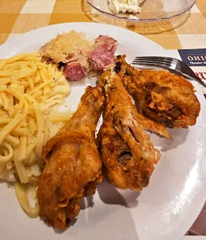 Fried chicken that makes fast food chains weep with inadequacy, paired with noodles that comfort the soul.