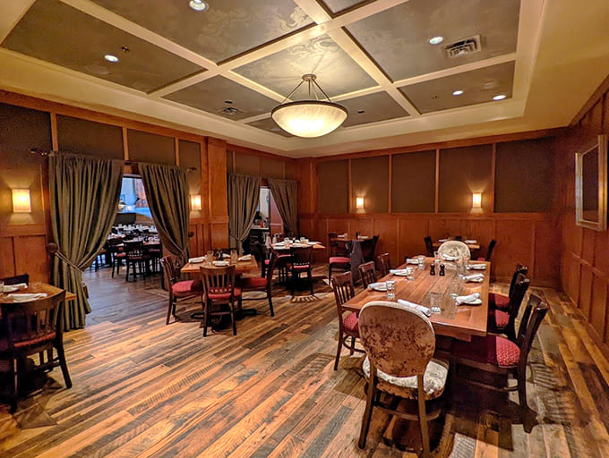 The private dining room exudes old-school elegance, perfect for when your celebration deserves more than just a regular table by the kitchen.