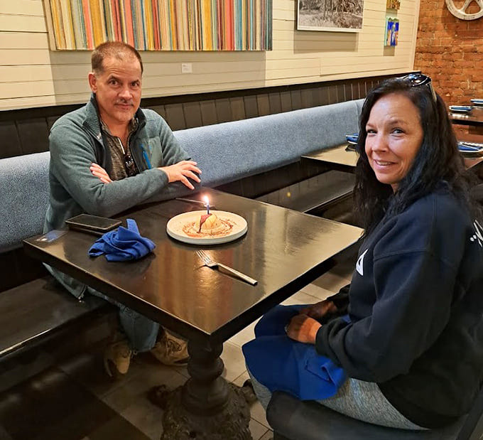 The best meals are shared with good company, and this cozy booth setting practically begs for long conversations over great food.