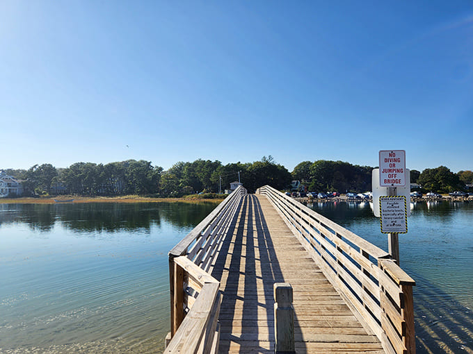 This footbridge connects beachgoers to Ogunquit's famous sandy shores, serving as a gateway to Atlantic Ocean adventures and relaxation.