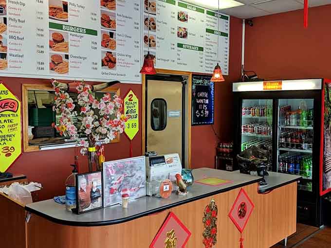 The counter area where friendly faces take orders and dreams of delicious sandwiches come true.
