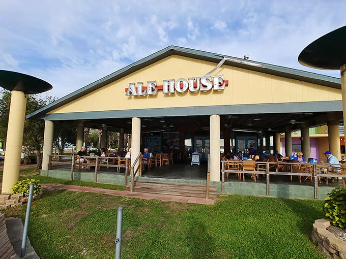 The Ale House Restaurant serves up fresh seafood with a side of waterfront views, where cold drinks and warm conversations flow freely.