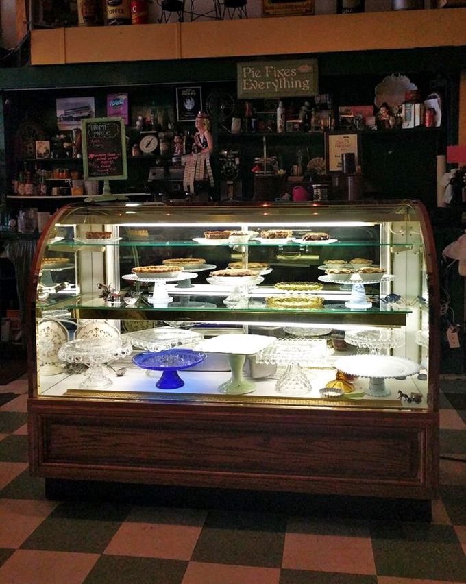 "Pie Fixes Everything" isn't just a cute sign, it's the philosophy behind this display case of homemade American dessert excellence.