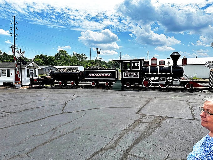 All aboard for nostalgia! The vintage "Coalburg" train display outside adds another layer of Americana charm to this already delightful establishment.