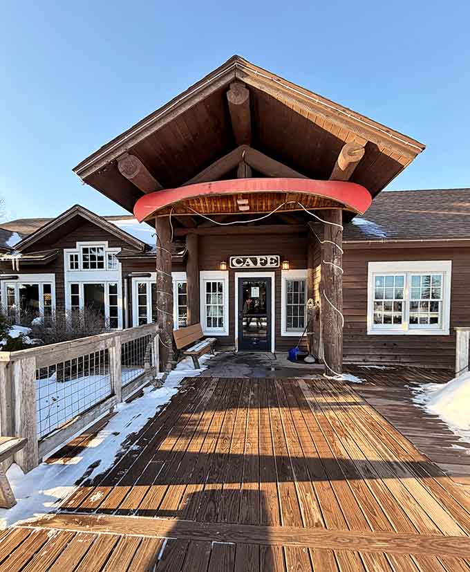 The entrance beckons with rustic charm and the promise of pie, which is basically the perfect combination for any establishment.