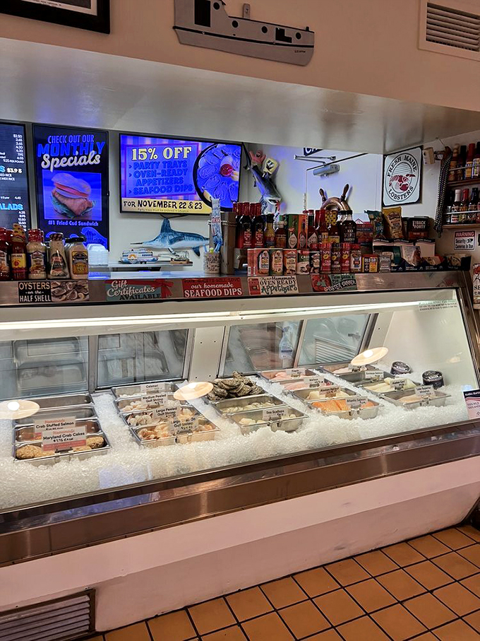 Fresh catches await! Don's Dock's seafood counter is where culinary dreams begin and fish tales become delicious realities.