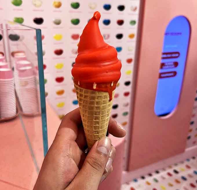 A perfect swirl of soft-serve stands ready for its close-up, demonstrating why this simple pleasure deserves its own museum.