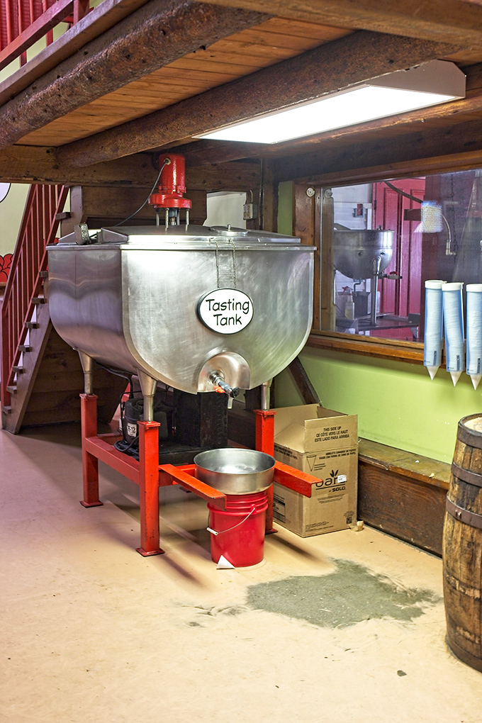 The aptly named "Tasting Tank" &ndash; where visitors can sample fresh-pressed cider straight from the source.