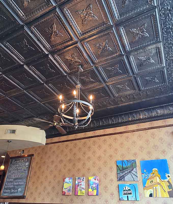 Original tin ceilings add character that new restaurants spend fortunes trying to replicate, unsuccessfully.