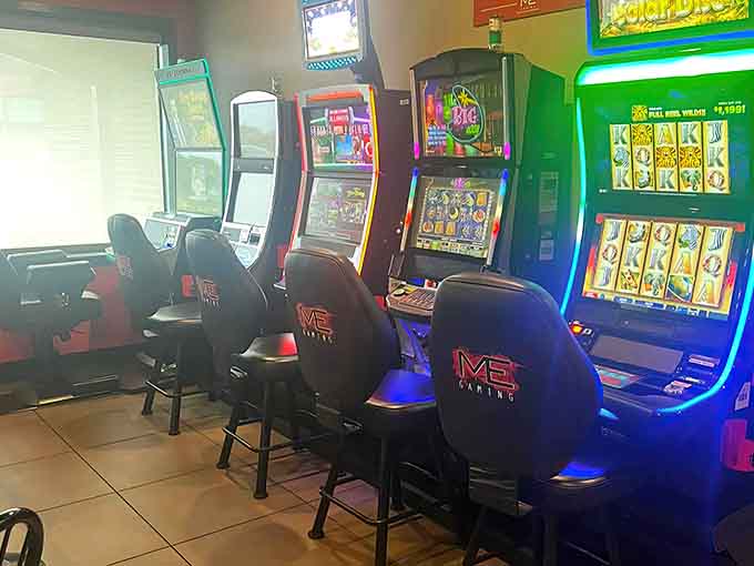 A few slot machines add an extra element of entertainment for those who like a little gaming with their dining experience.