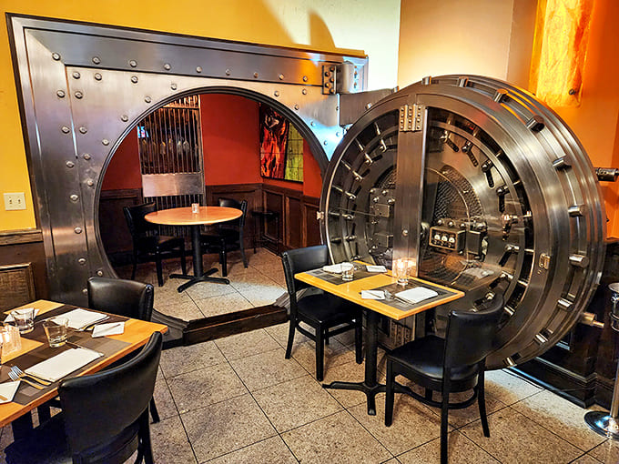 Yes, we'd like the table inside the bank vault, please. Dining where millions once rested adds a certain richness to every bite.