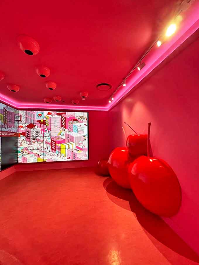 This cherry-themed room is the literal cherry on top of your museum experience, with oversized fruit that defies reality.