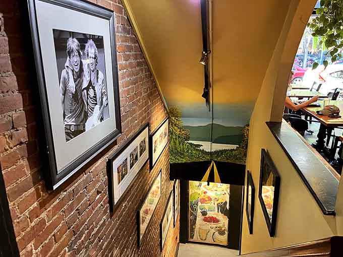 That vintage photograph and eclectic decor give the space character that chain restaurants could never replicate in a million years.