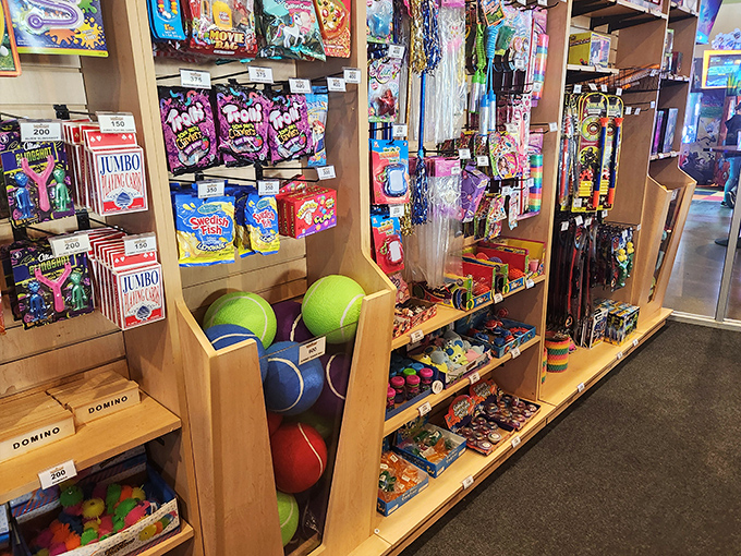 The toy selection rivals small toy stores, offering everything from classic bouncy balls to trendy collectibles. Ticket-spending decisions have never been harder!