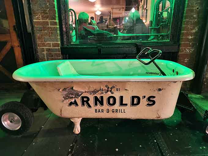 Even the bathtub gets branded at Arnold's, because when you've been around since 1861, everything becomes part of the story.