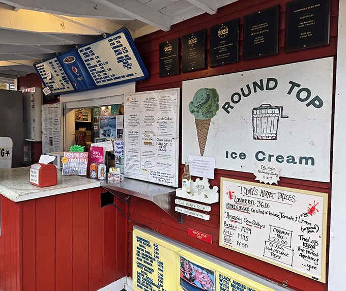 The Round Top Ice Cream counter promises the perfect sweet finale to your Red's experience, with flavors made just down the road.
