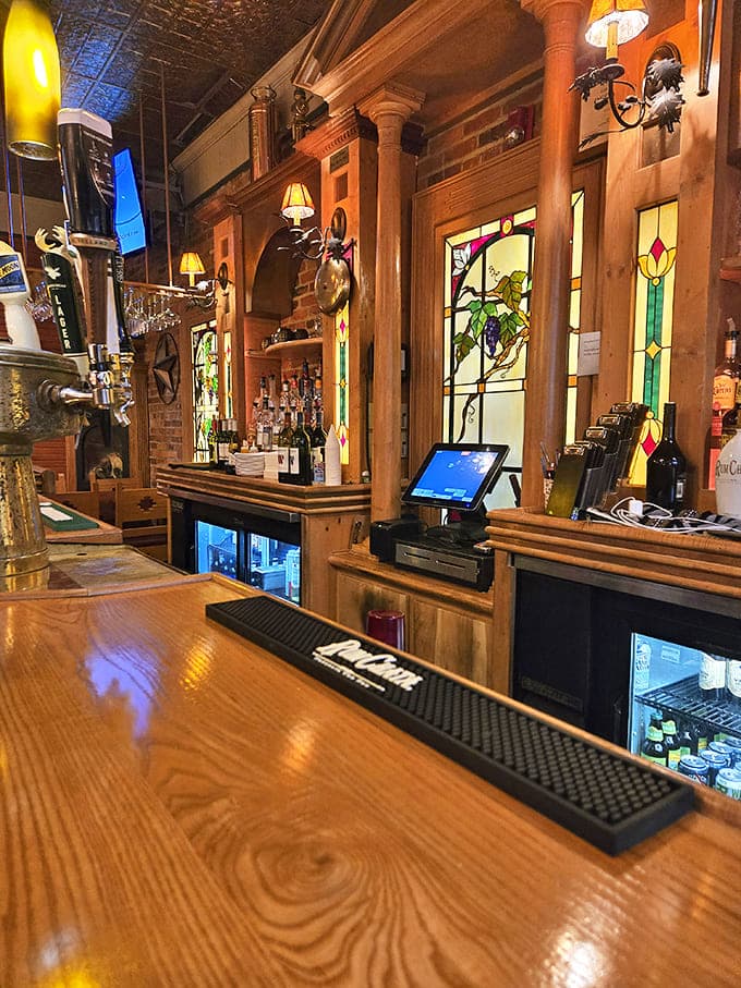 Bar beauty! Stained glass meets polished wood in a setting that makes even waiting for your table feel like part of the experience.