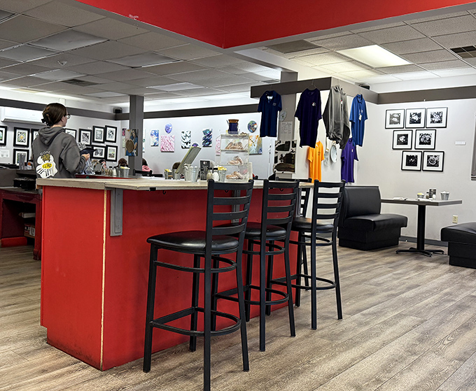 Counter seating offers a front-row view of breakfast magic in action &ndash; perfect for solo diners or those who appreciate the choreography of a busy kitchen.