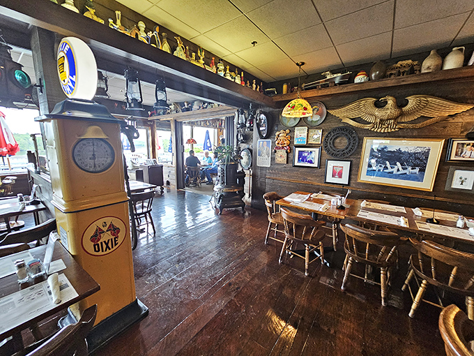 Vintage gas pumps and maritime memorabilia &ndash; this isn't decoration, it's a museum where you can eat incredible seafood!