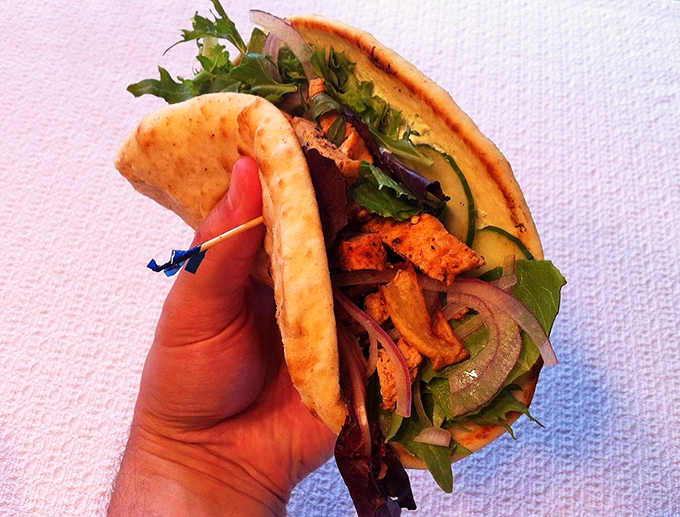 Handheld happiness! This gyro is packed tighter than my suitcase before a beach vacation.