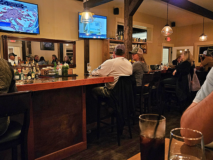 The Tigerlily Pub offers a more casual atmosphere where exposed beams and friendly conversation flow as freely as the carefully selected beverages.