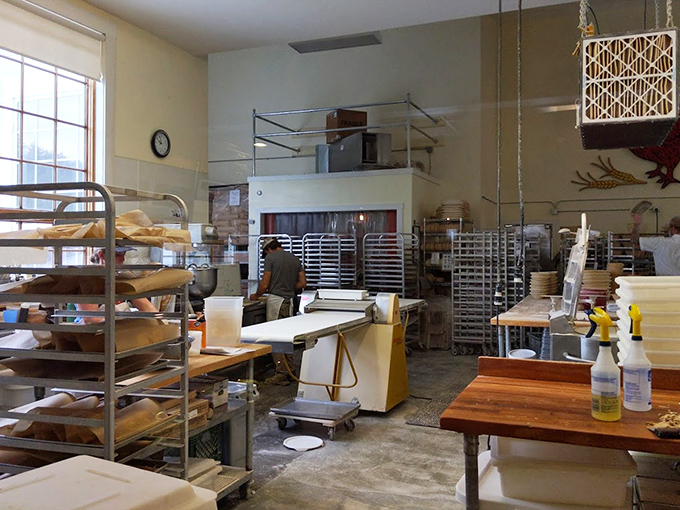 A glimpse into the bakery's heart, where flour and water become magic through skilled hands and patient fermentation.