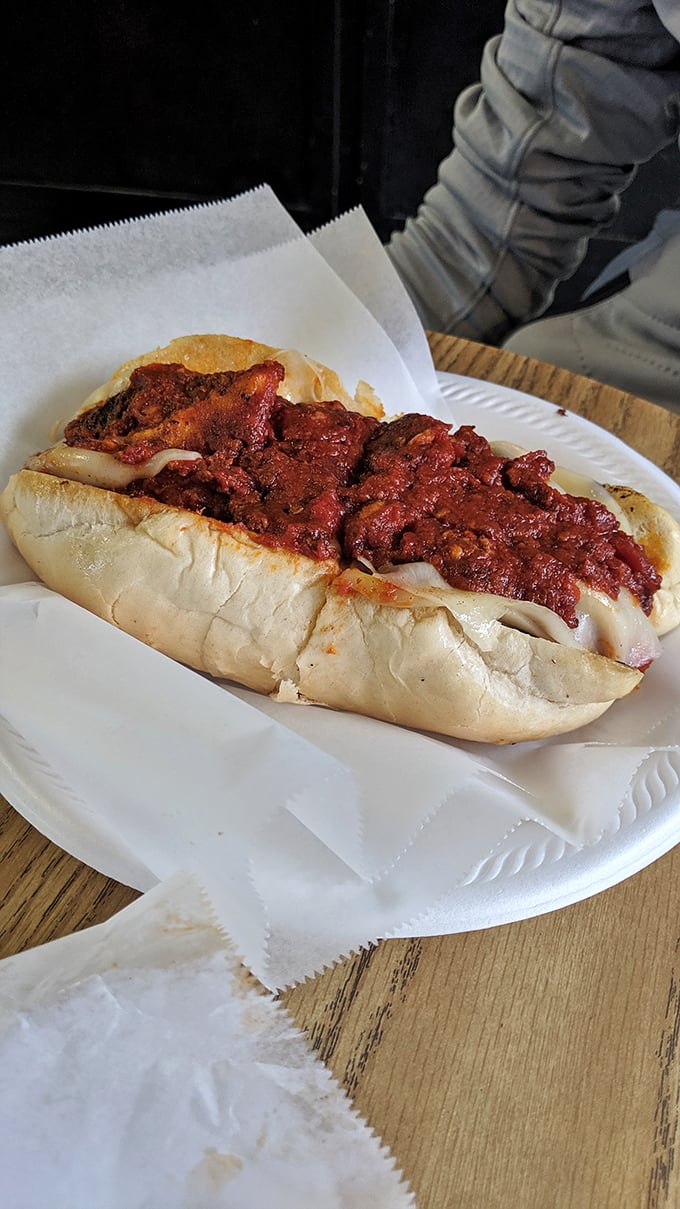 The legendary meatball sub &ndash; where homemade spheres of seasoned perfection nestle in marinara and melted cheese, demanding multiple napkins.