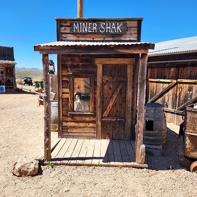 The Miner Shak stands as testament to the humble beginnings of those who came seeking silver fortunes in Tombstone's booming heyday.
