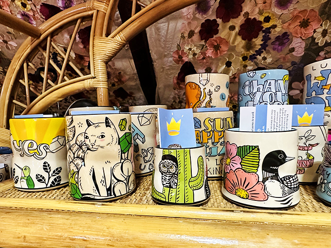 Ordinary mugs? Please. These hand-painted vessels turn morning coffee into a daily art exhibition. That cat mug is judging your beverage choices in the best way.