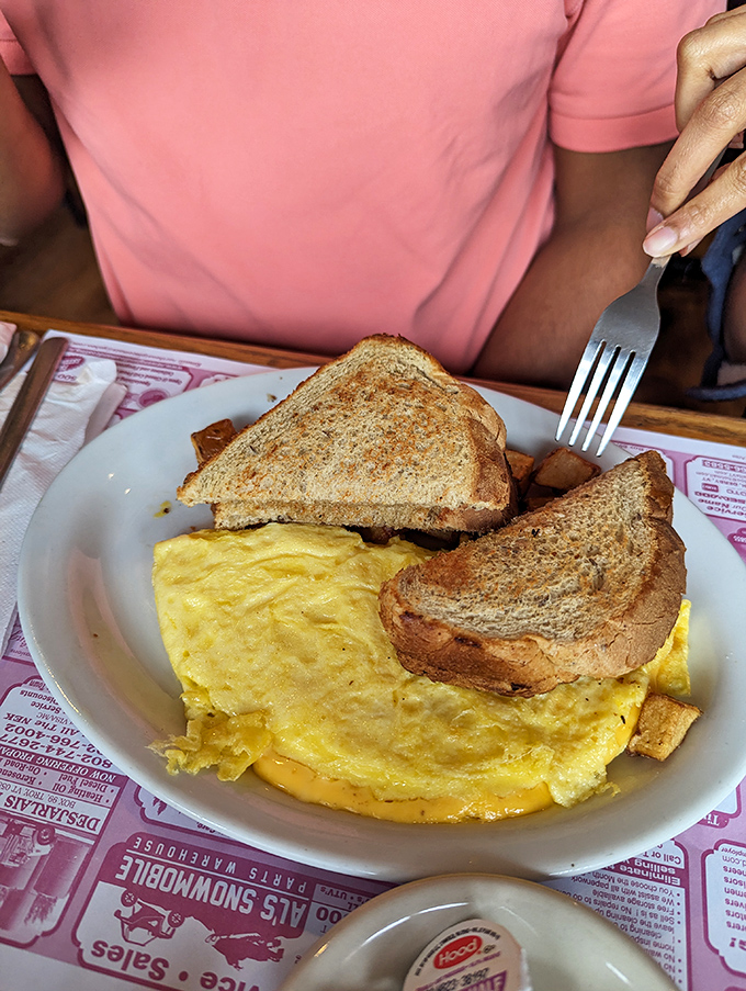 The perfect omelet &ndash; a golden envelope of egg delivering cheese in every bite, with toast standing by for yolk-sopping duty.