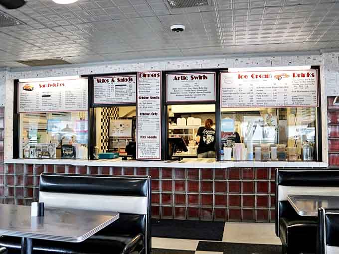 The order window maintains that classic drive-in efficiency &ndash; where food emerges with remarkable speed despite being cooked to order.