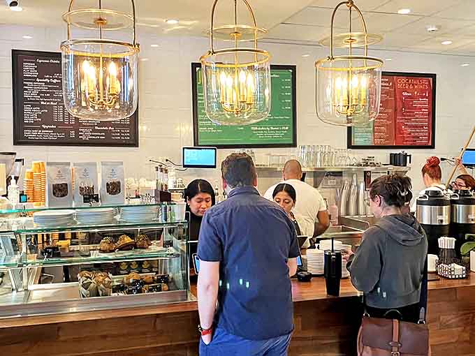 The ordering counter gleams with possibility, pastry case displaying treasures more valuable than gold to the hungry morning crowd.