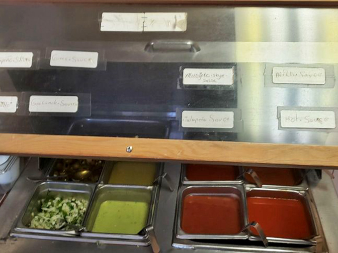 The salsa bar &ndash; a rainbow of homemade options ranging from "pleasantly warm" to "is my tongue still there?" &ndash; awaits the brave.