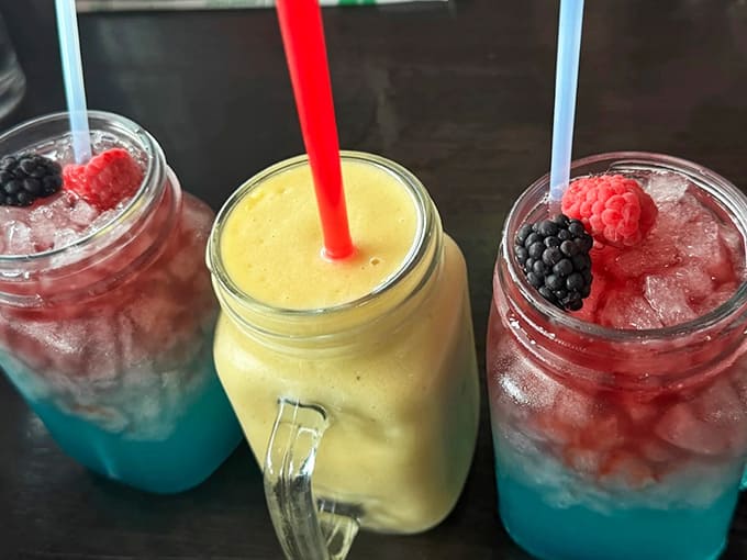 Mason jar smoothies that taste as vibrant as they look &ndash; fresh berries and bright colors promise a refreshing counterpoint to heartier fare.