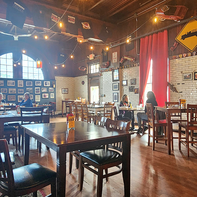 Framed photographs and memorabilia tell silent stories of brave firefighters and historic blazes that shaped the community.