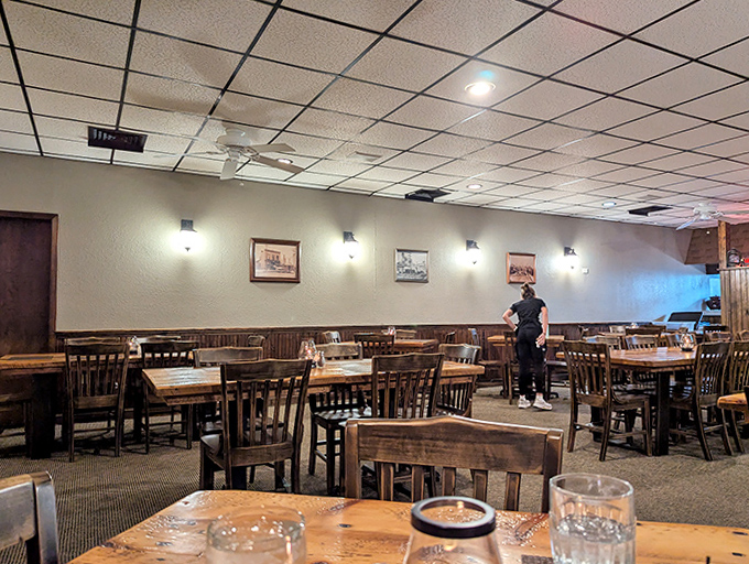 The dining room balances historic charm with modern comfort, creating a space where lingering over dessert feels like the right thing to do.