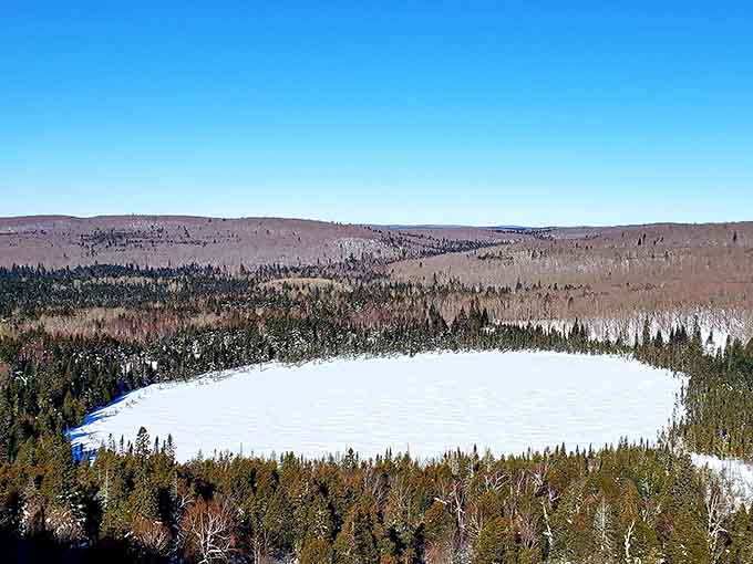 Winter transforms Oberg Lake into a frozen masterpiece, proving that beauty doesn't take a season off, it just changes costumes.