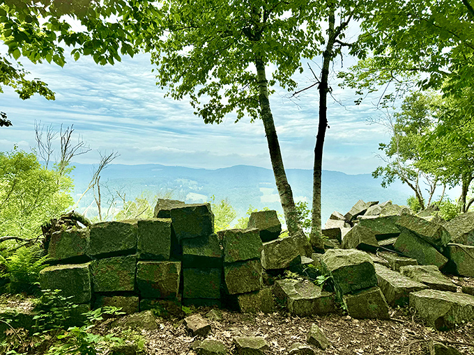 Nature's rubble or artful arrangement? These quarry remains create a fascinating juxtaposition of human industry and wilderness reclamation.