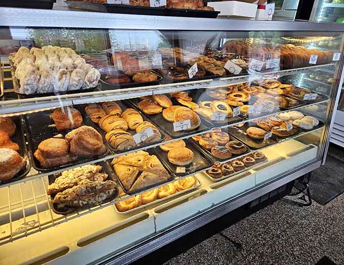 Shelves of fresh-baked bread and packaged treats proving this bakery doesn't believe in doing anything halfway or poorly.