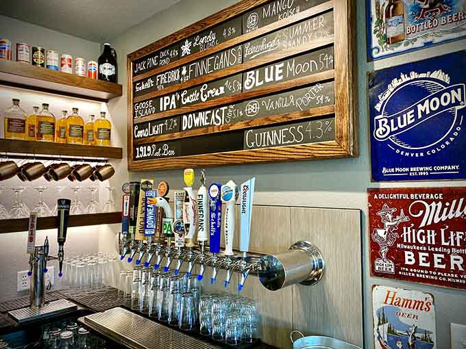The tap list offers everything from familiar favorites to craft adventures, ensuring beer lovers find their perfect pint every visit.