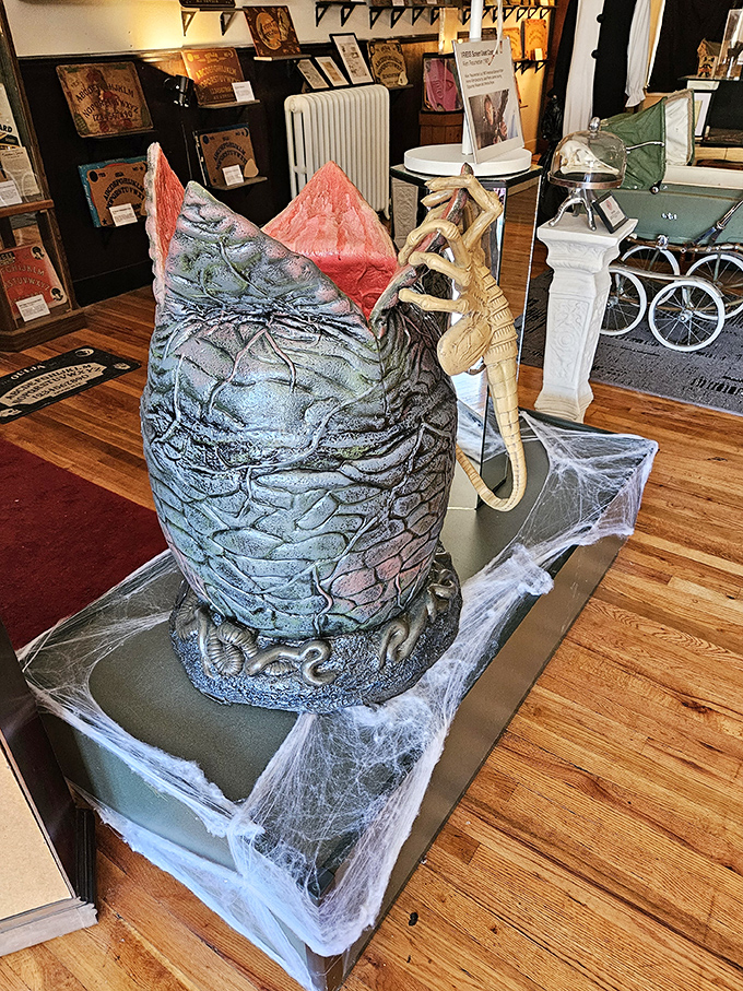 An alien egg display captures the biomechanical horror that made films like "Alien" so viscerally terrifying to generations of moviegoers.